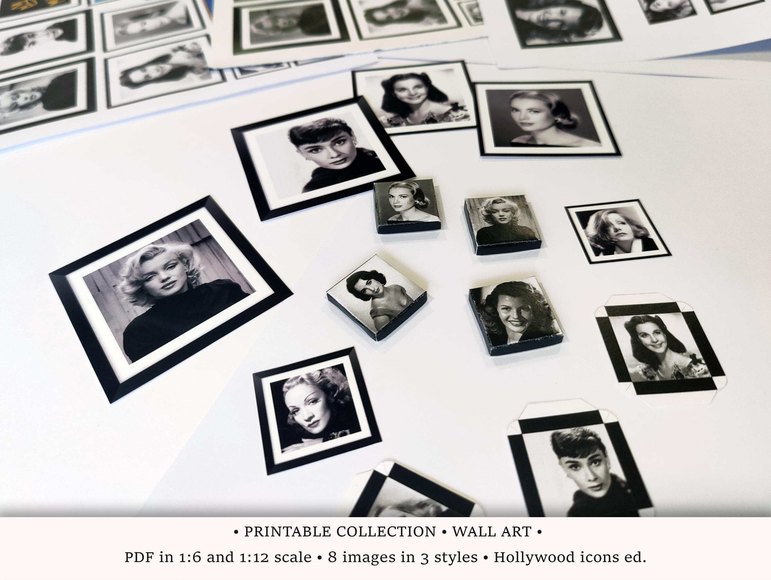 Hollywood Icons Wall Art | PRINTABLE Dollhouse Diorama Decor | 1:6 and ...