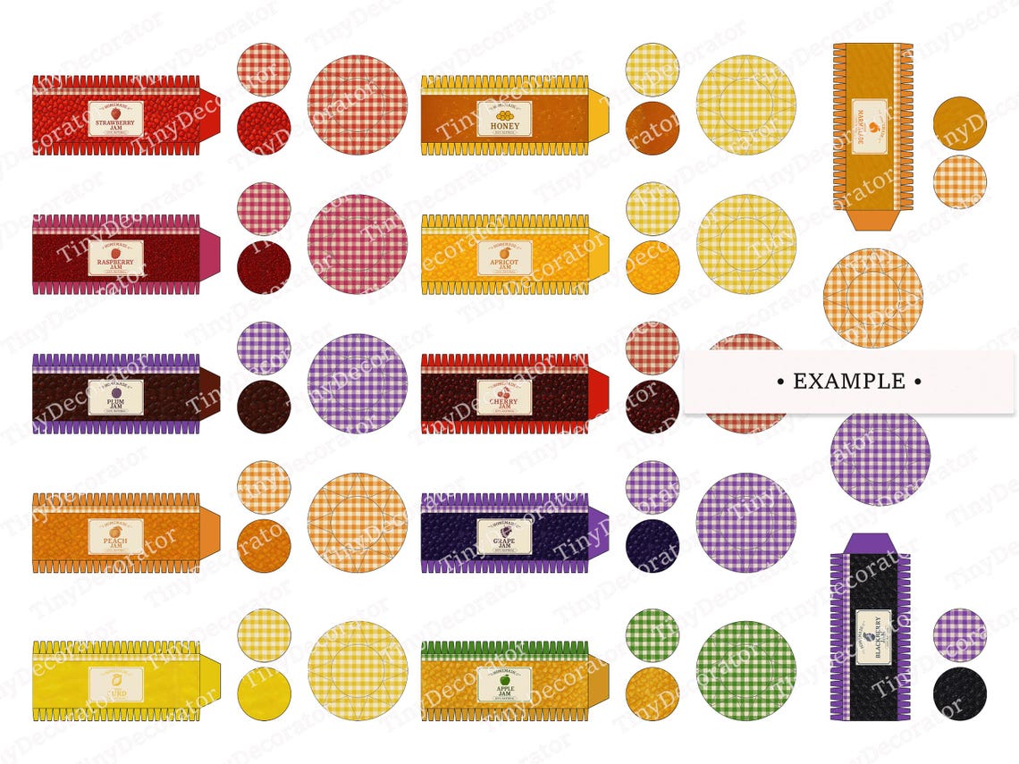 12 Jam Jars | PRINTABLE 1:6 and 1/12 Scale PDF | Mini Preserves for ...