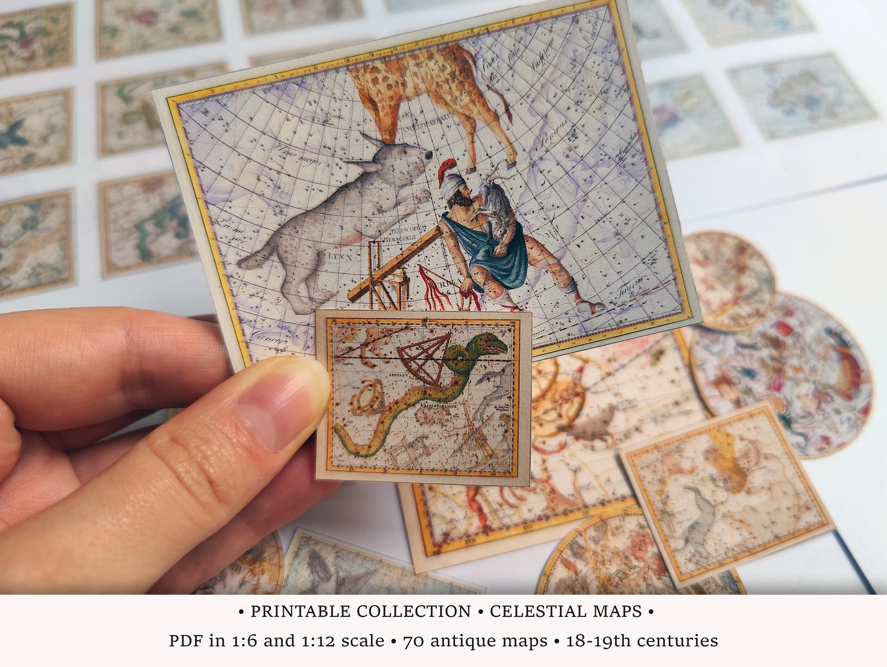 Celestial Maps | PRINTABLE 1:6 and 1/12 Scale PDF | Antique Star Charts ...