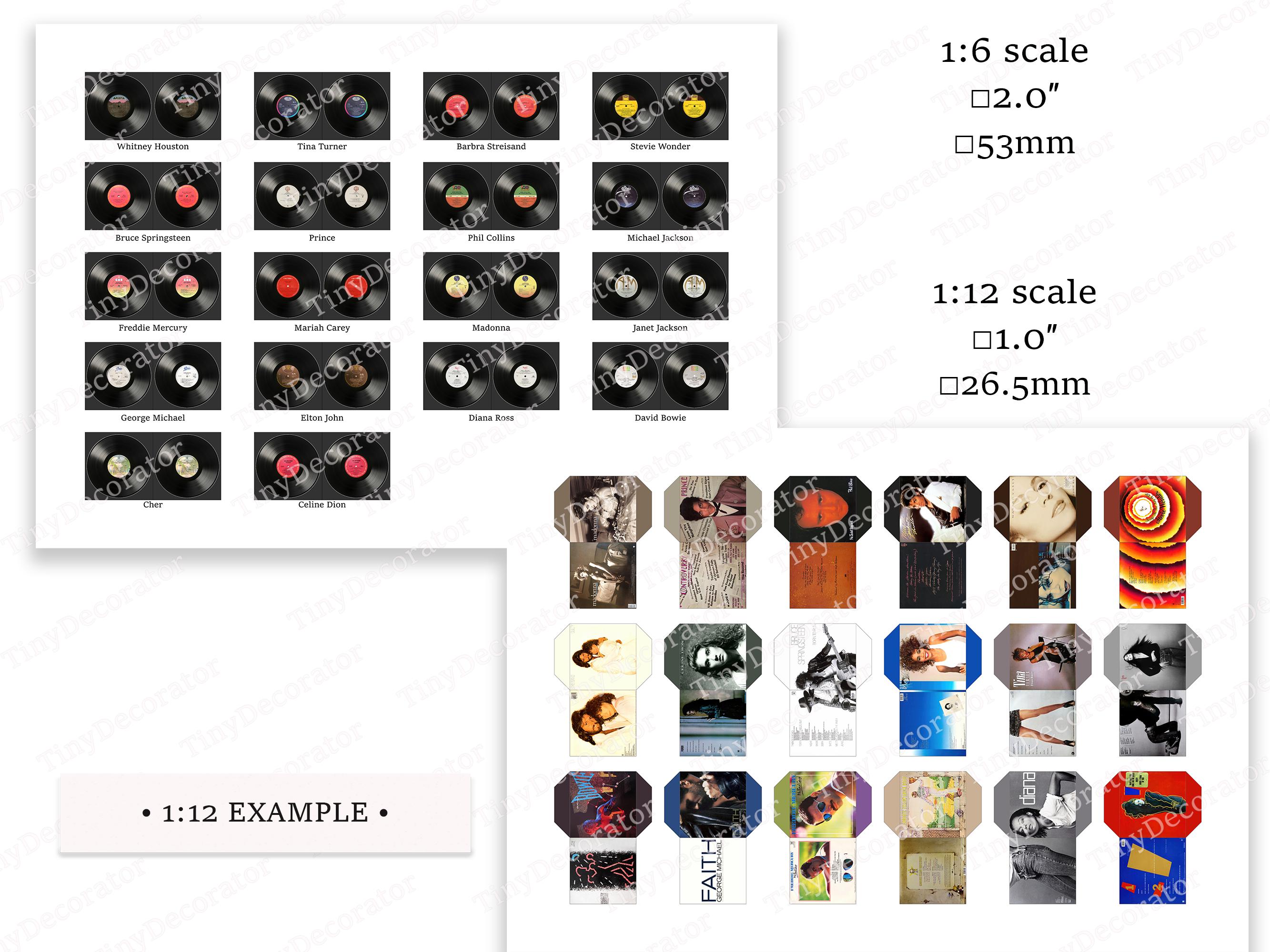 80-90s Iconic Singers | PRINTABLE Vinyl Records in 1:6 and 1/12 Scale ...