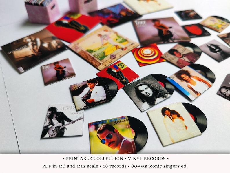 80-90s Iconic Singers | PRINTABLE Vinyl Records in 1:6 and 1/12 Scale ...