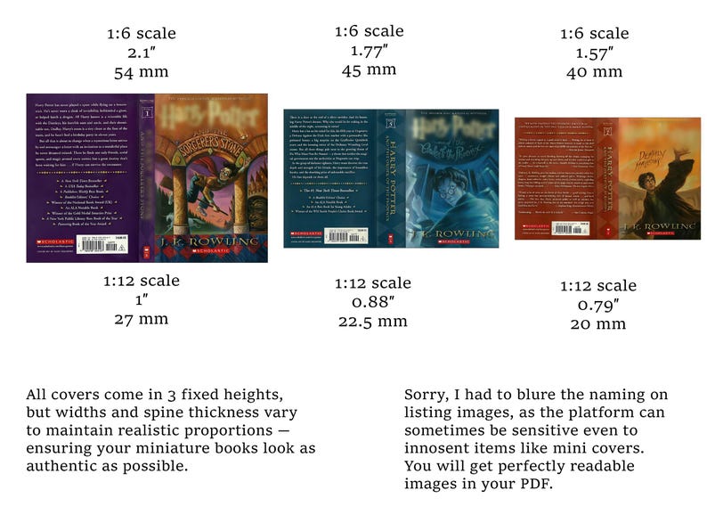Wizard School Book Covers | PRINTABLE 1:6 and 1/12 Scale | Miniature ...