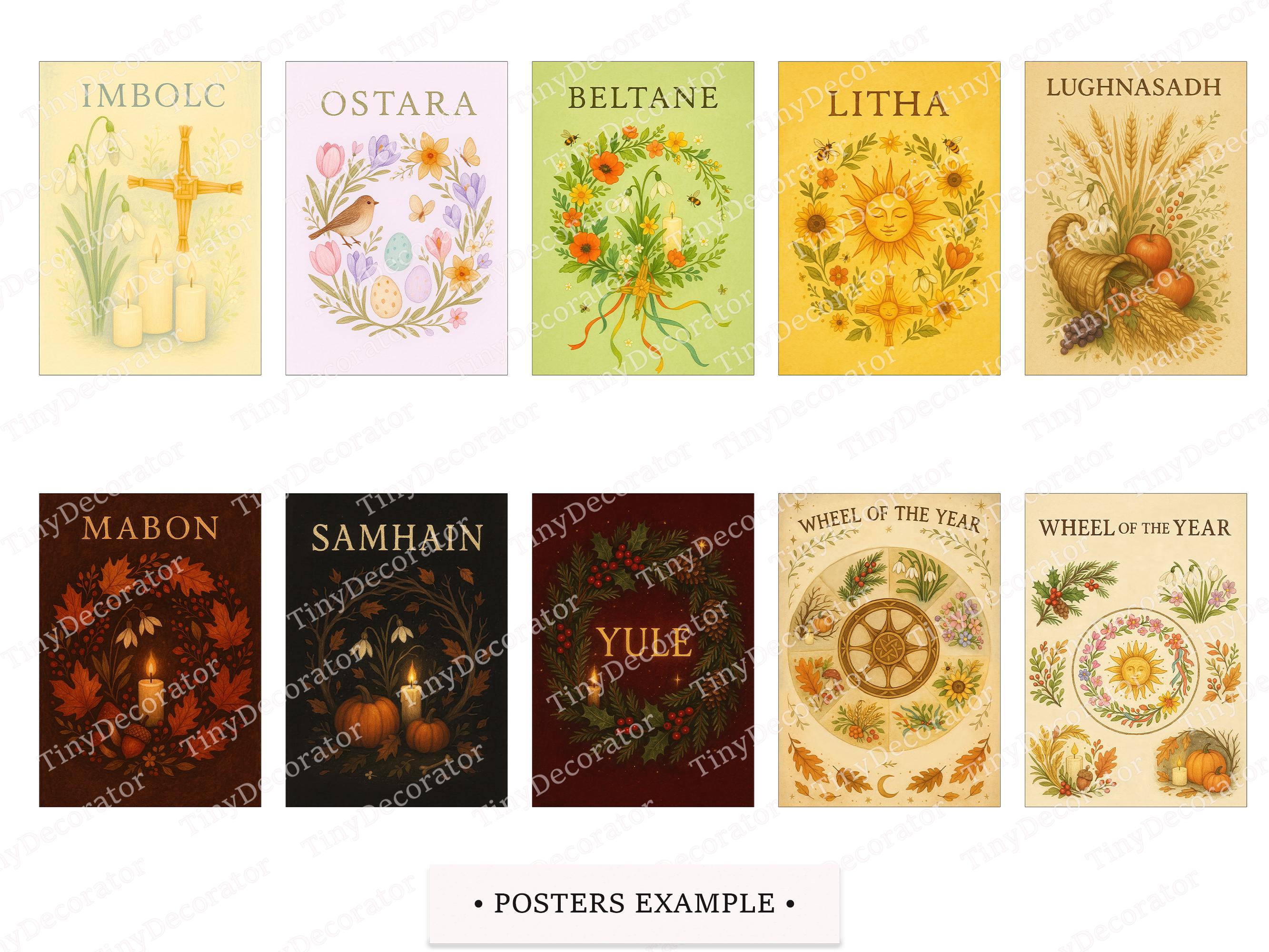 Wheel of the Year | PRINTABLE Wiccan Posters and Cards in 1:6 and 1/12 ...