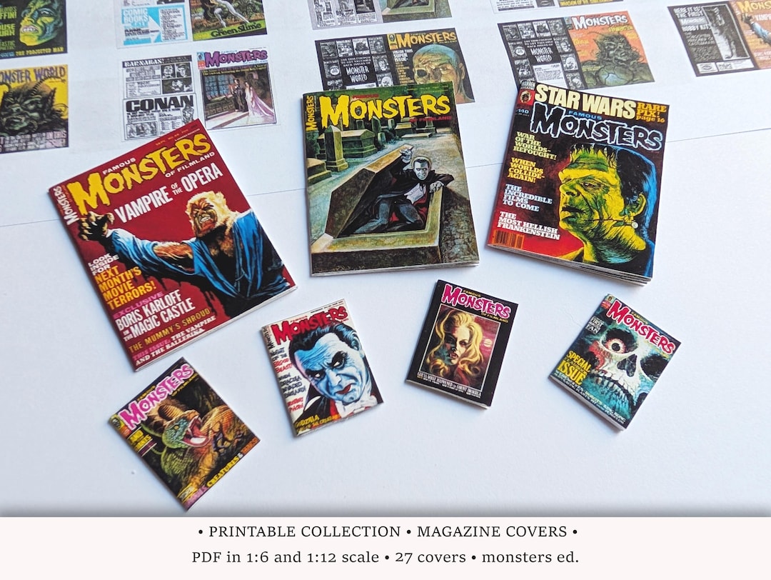 Monster Magazine Covers | PRINTABLE 1:6 and 1/12 Scale PDF | Miniature ...