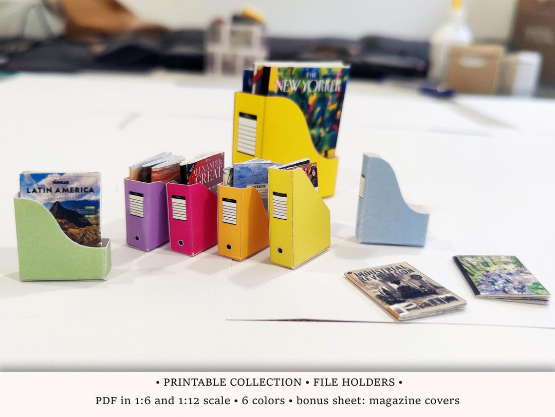 File Holders | PRINTABLE 1:6 and 1/12 Scale in 6 Colors | Miniature ...