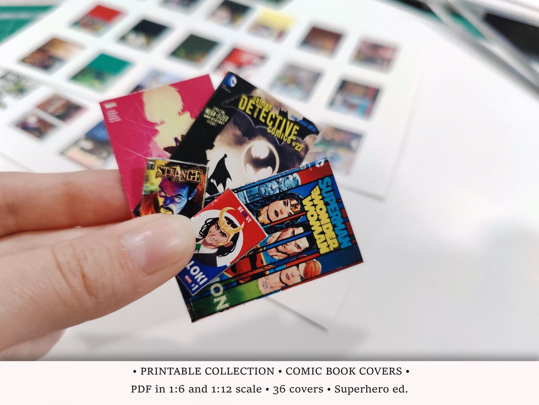 Superhero Comic Book Covers PRINTABLE 1:6 and 1/12 Scale PDF Miniatures ...