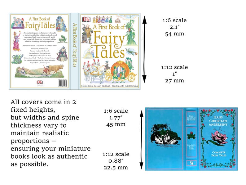 Fairy Tales&folktales Book Covers | PRINTABLE 1:6 and 1/12 Scale ...