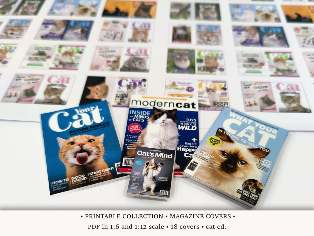 Cat Magazine Covers | PRINTABLE 1:6 and 1/12 Scale PDF | Animal Issue ...