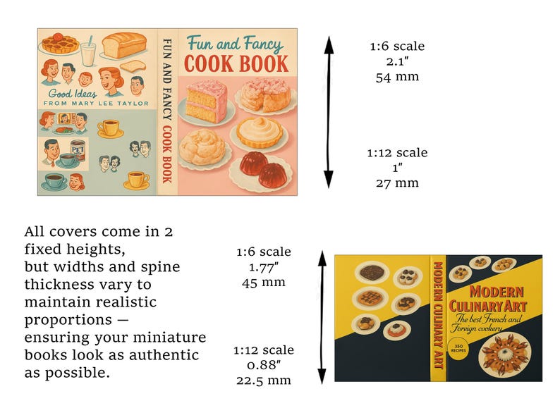 Retro Cookbook Covers | PRINTABLE 1:6 and 1/12 Scale | Miniature Books ...
