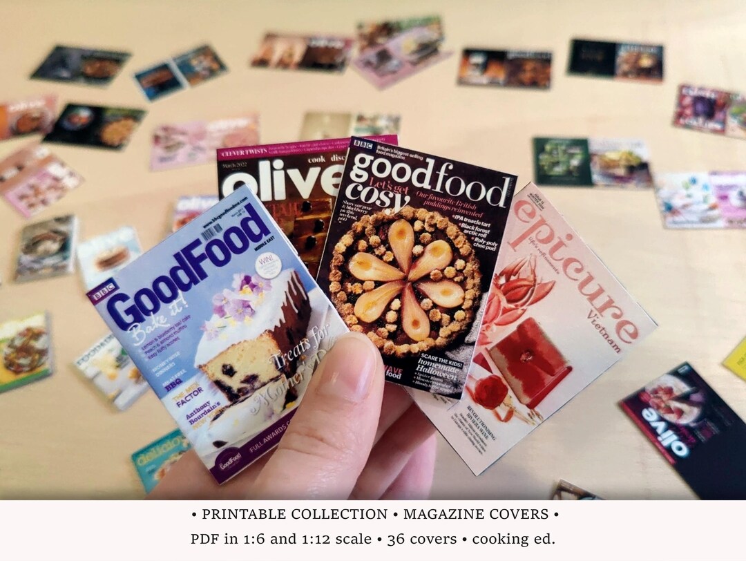 Cooking Magazine Covers | PRINTABLE 1:6 and 1/12 Scale PDF | Miniature ...