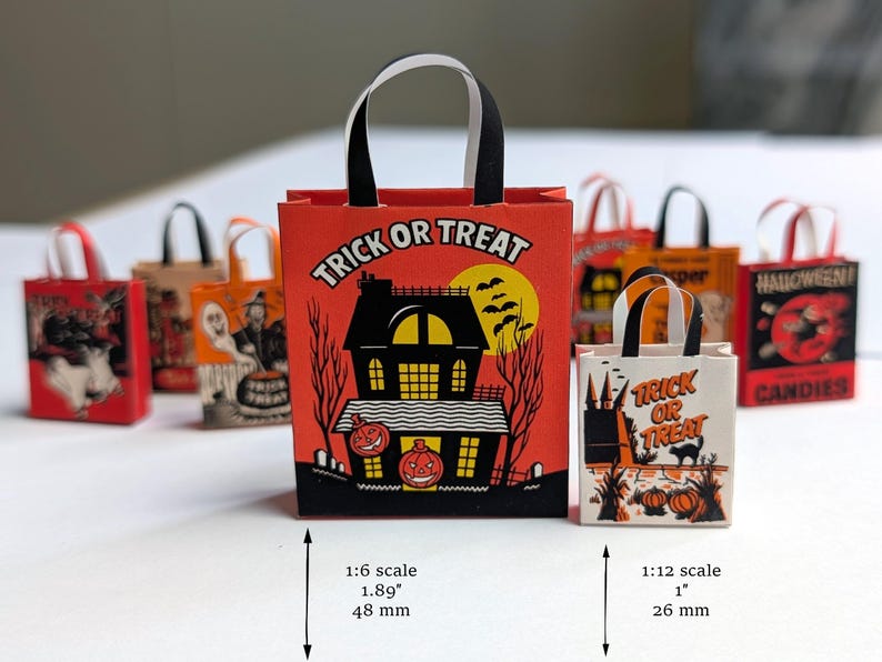 Trick or Treat Bags | PRINTABLE 1:6 and 1/12 Scale PDF | Miniature ...