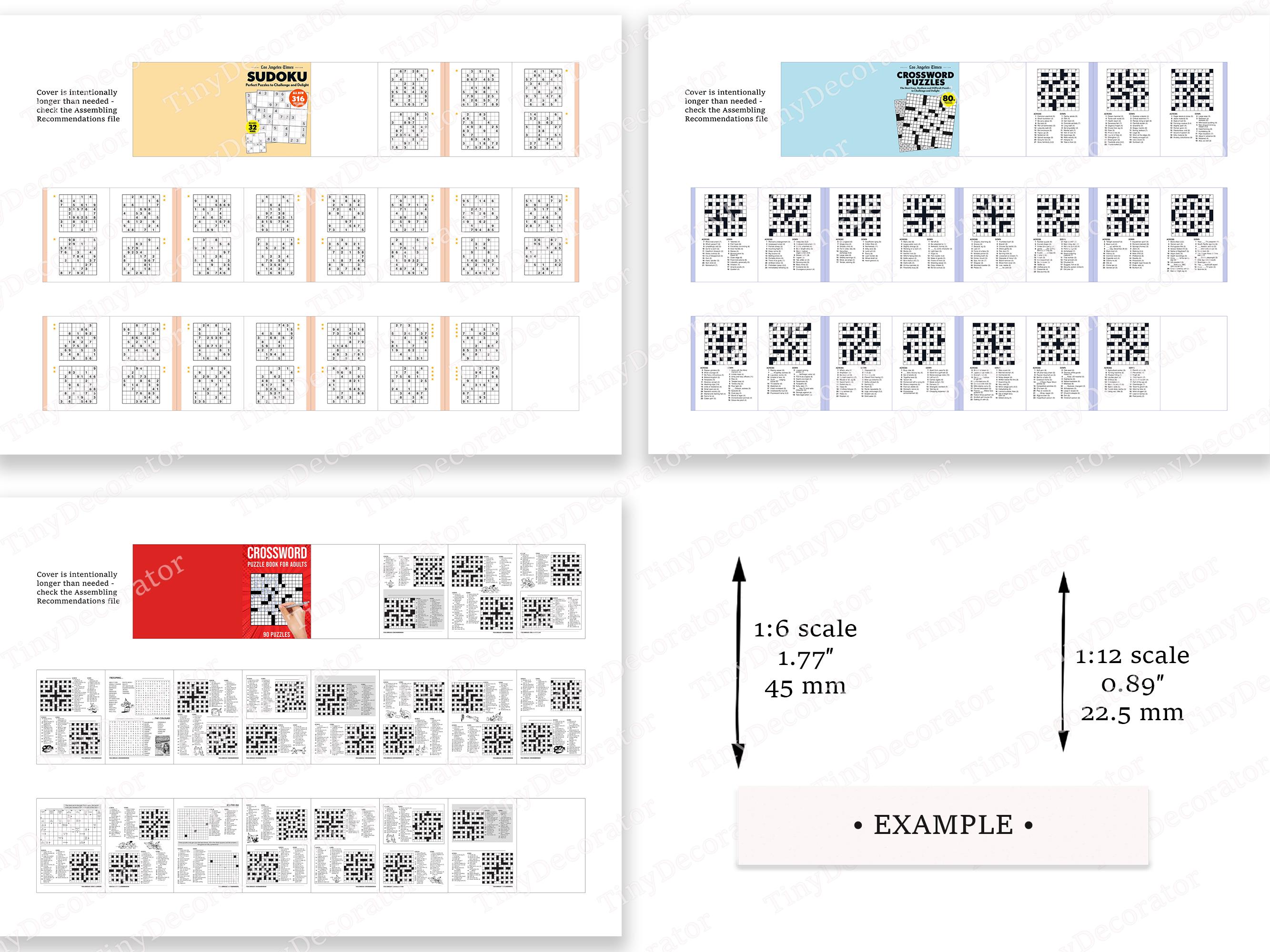 3 Crossword Puzzle Books | PRINTABLE 1:6 and 1/12 Scale PDF | Miniature ...