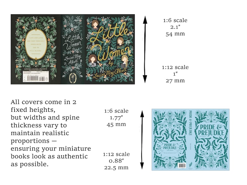 Classic Book Covers • PRINTABLE 1:6 and 1/12 Scale • Miniature Books ...