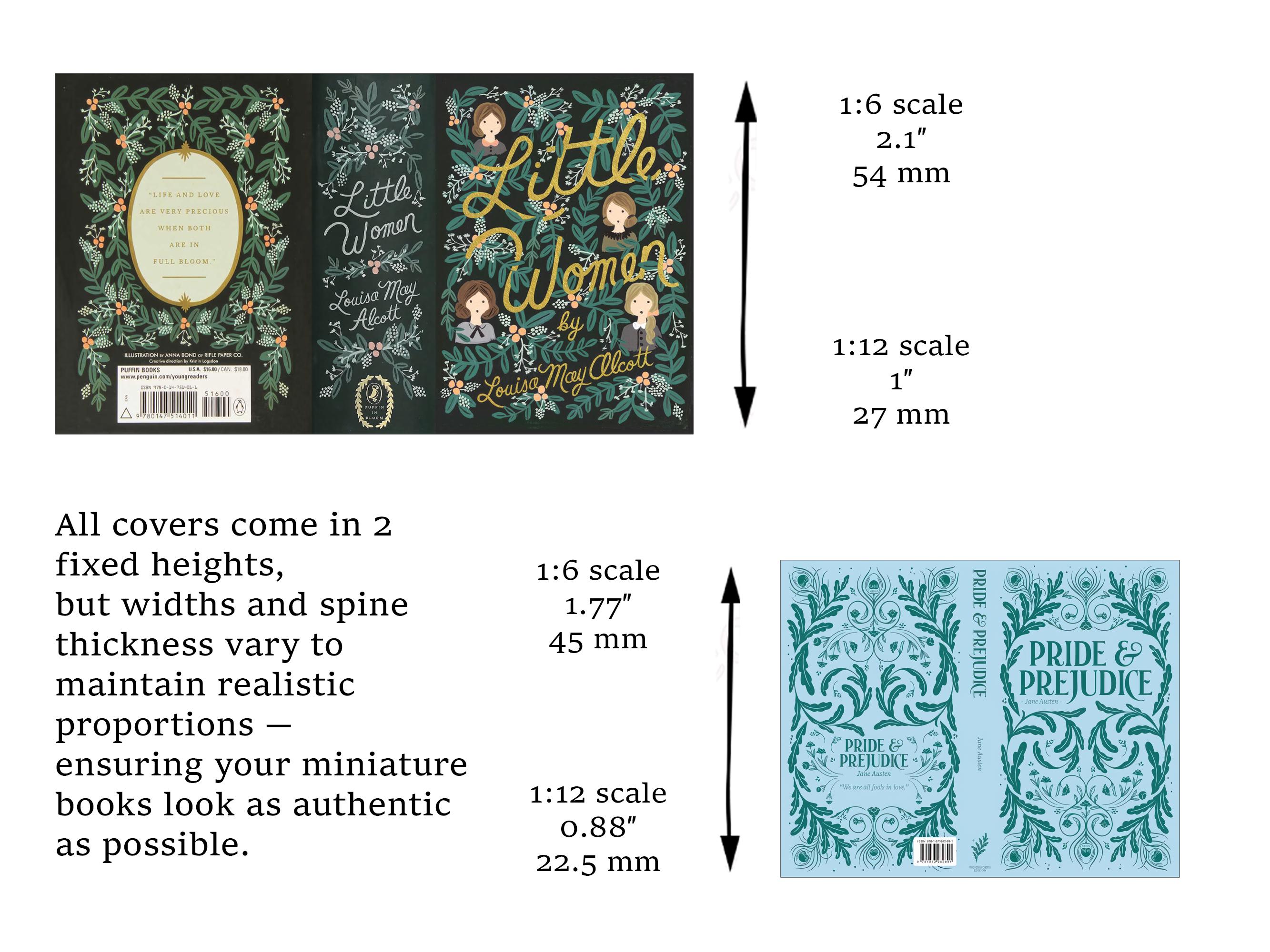 Classic Book Covers | PRINTABLE 1:6 and 1/12 Scale | Miniature Books ...