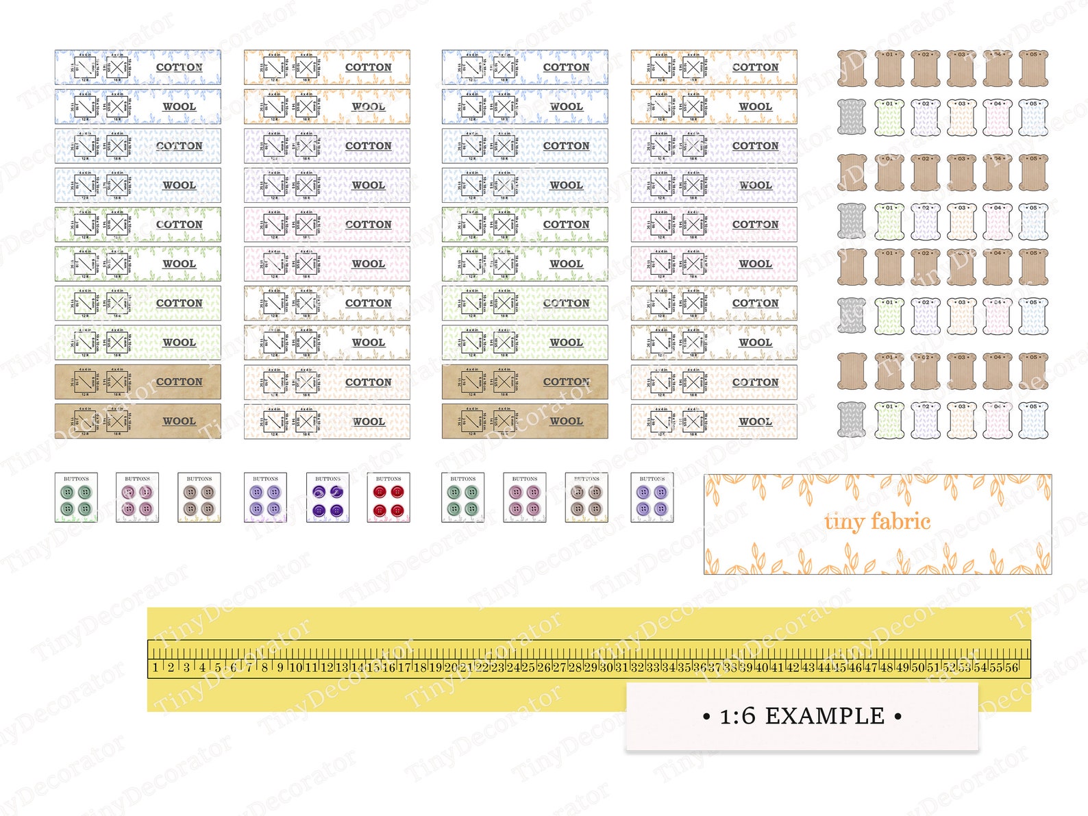 Sewing Craft Room PRINTABLES 1:6 and 1/12 Scale PDF Dollhouse Sewing ...