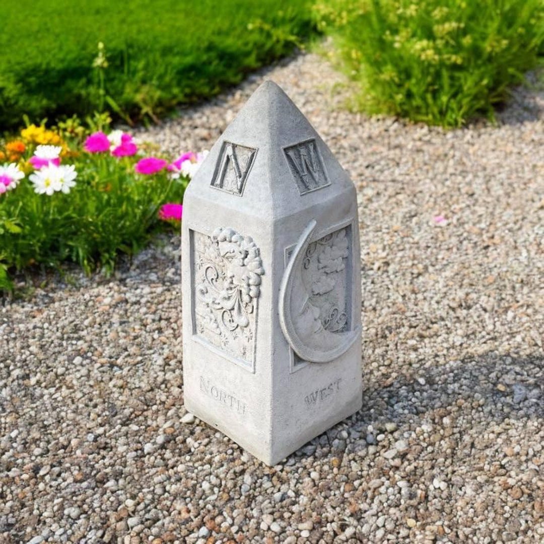 Stone Season Rock Statue, Outdoor Directional Marker Large Sculpture ...