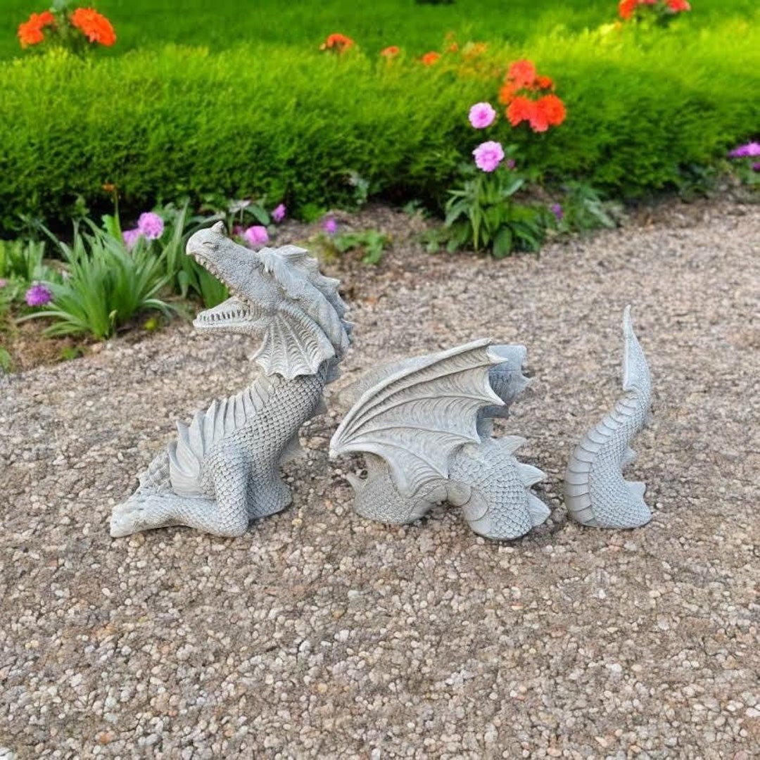 Large Dragon Figure, Concrete Dragon Garden Statue / Gothic Stone ...