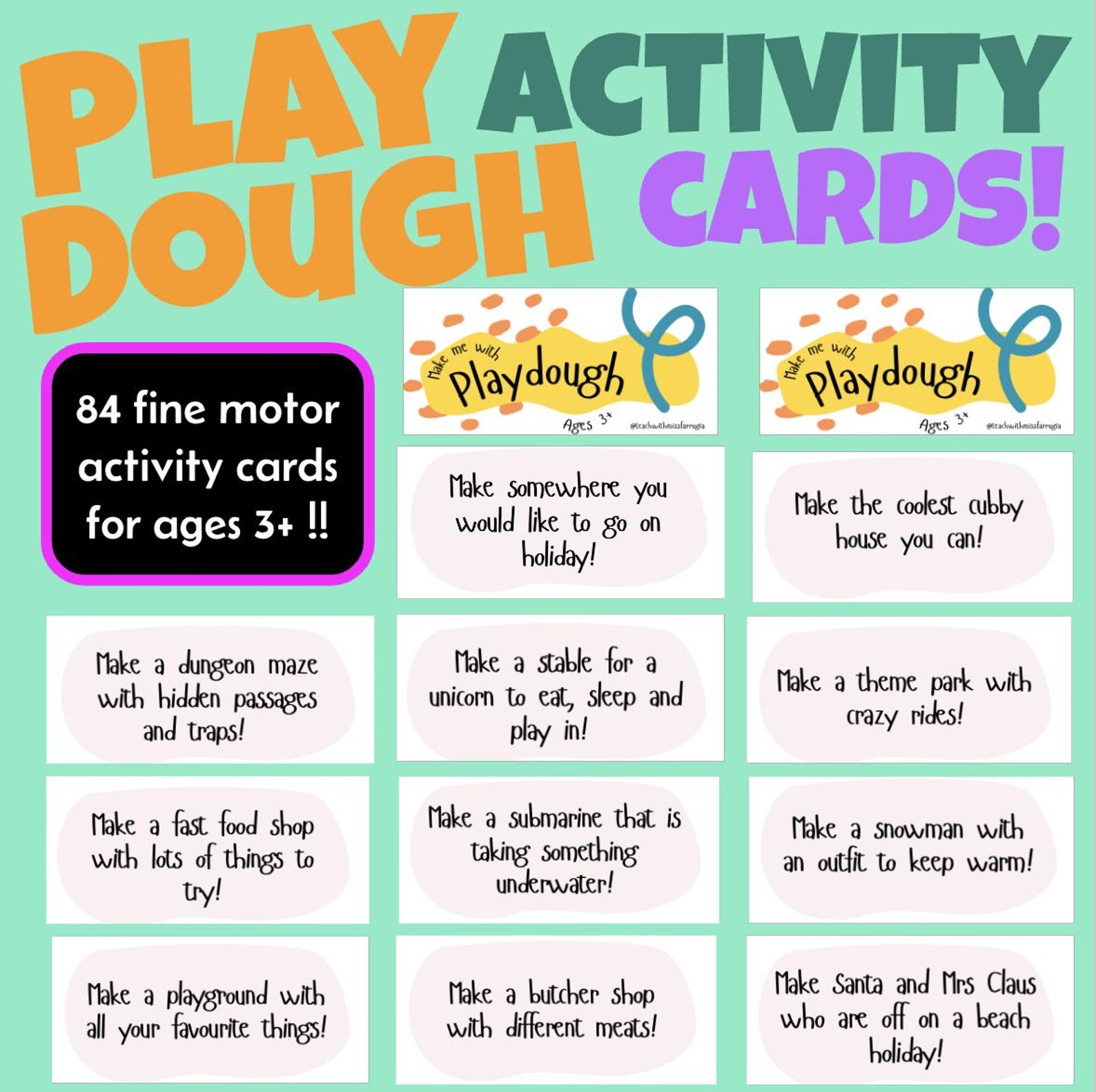 Play Dough Cards (for All Ages 3+) - Etsy