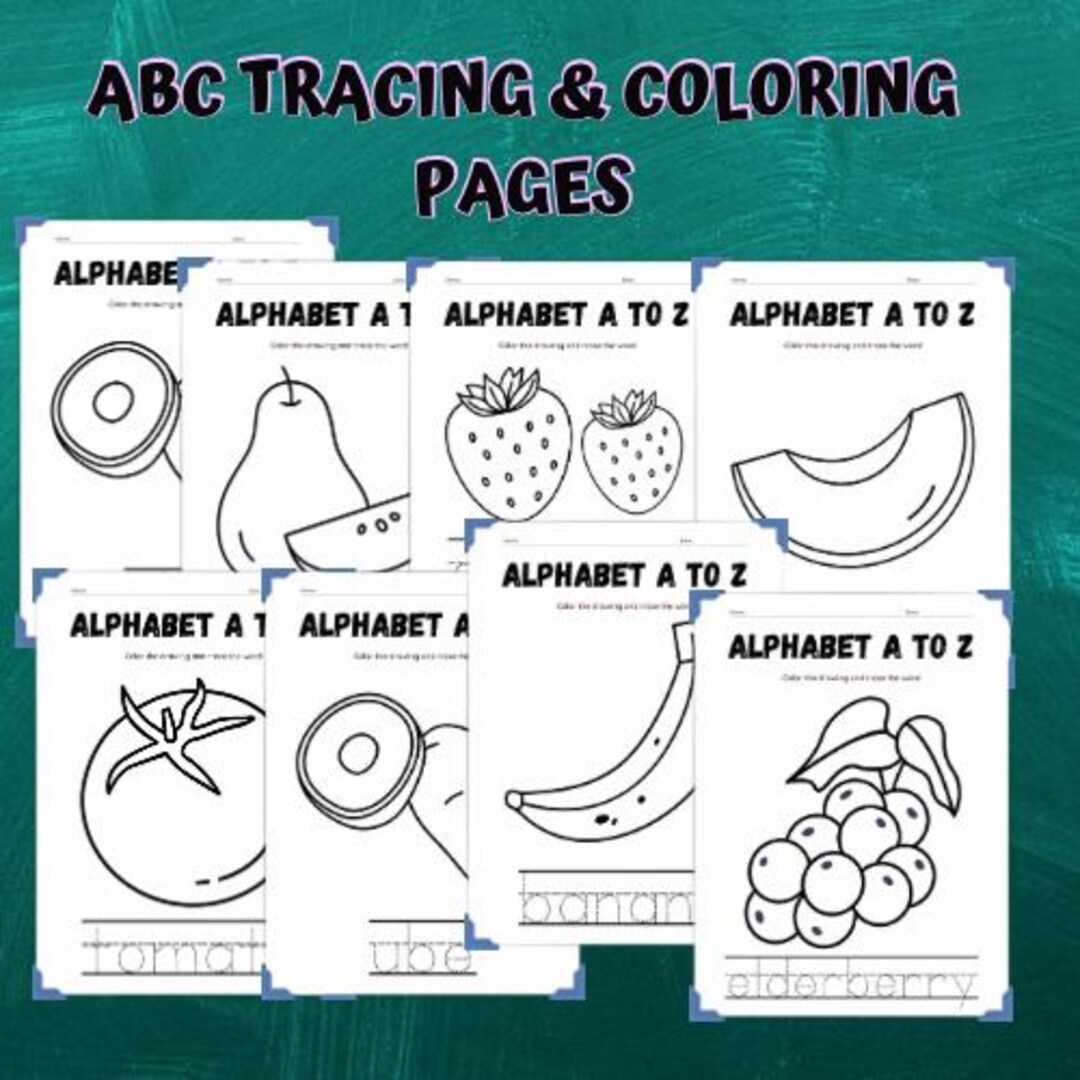 Fruits and Veggies ABC Tracing & Coloring Interactive Pages Toddler ...
