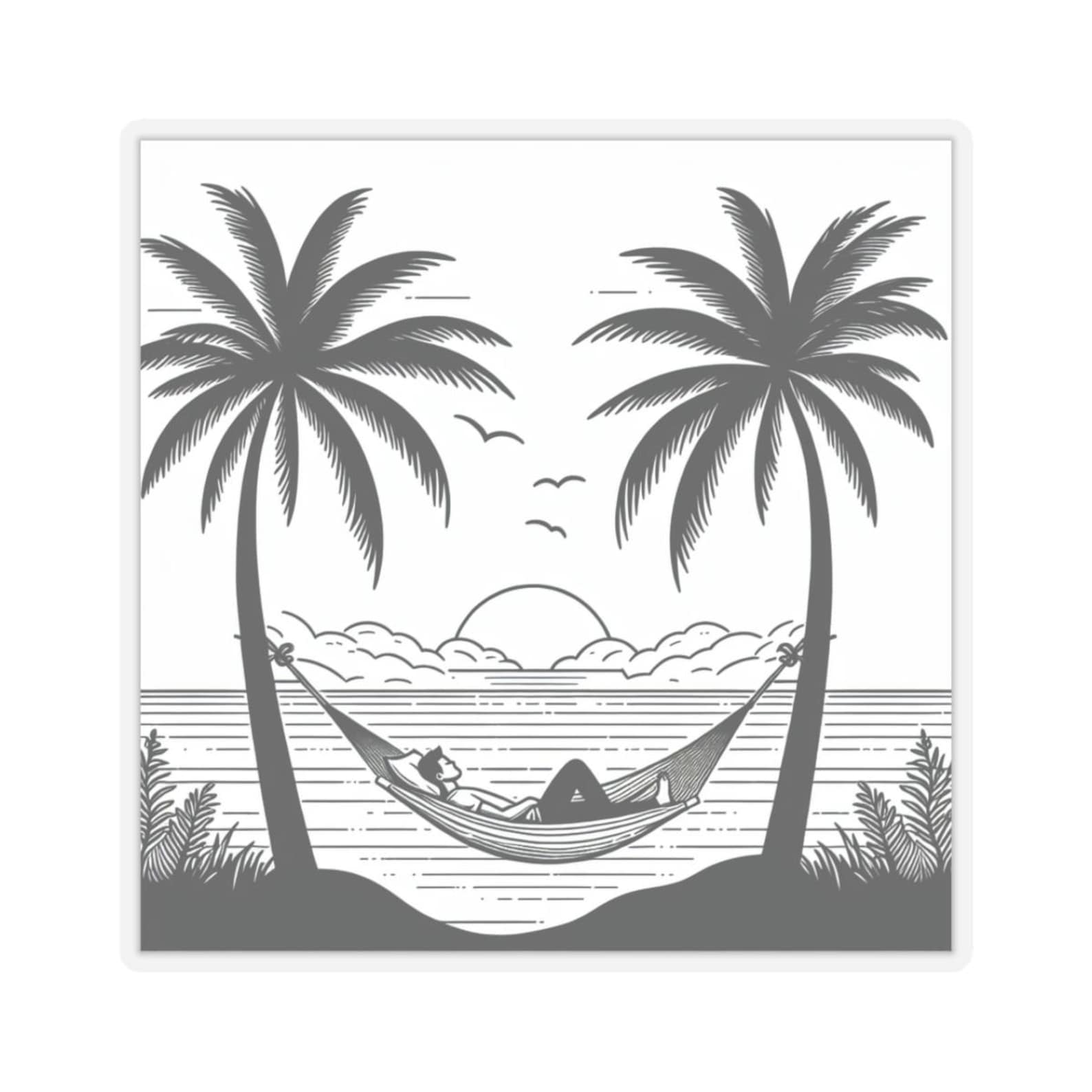 Man in Hammock Sticker, Laid Back Beach Scene, 3M Vinyl Decal - Etsy