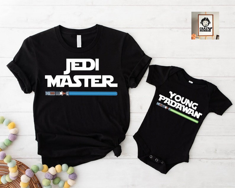 Family Matching Jedi Master Young Padawan T-shirts, Matching Dad and ...