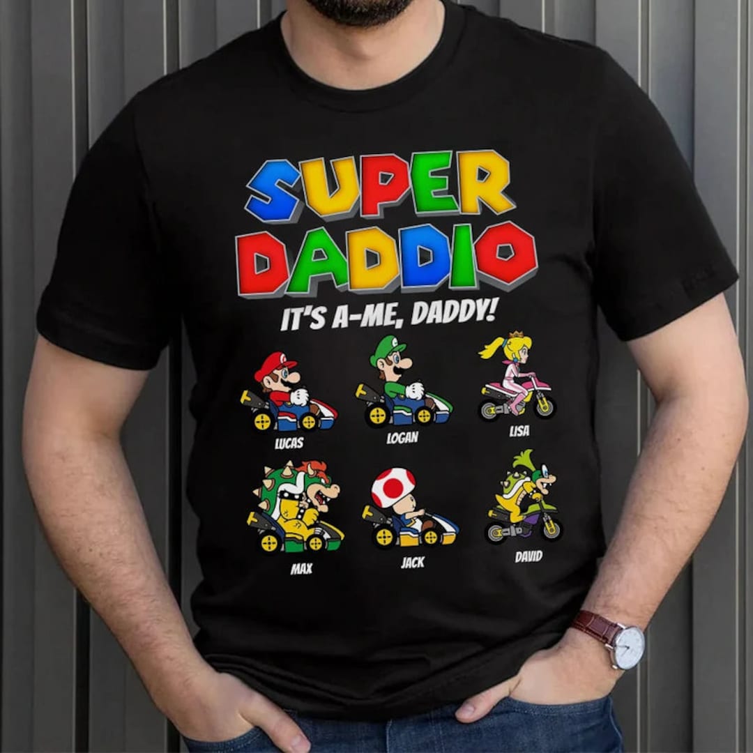 Personalized Super Daddio Shirt, Super Dadio Custom Kids Name Dad Shirt ...