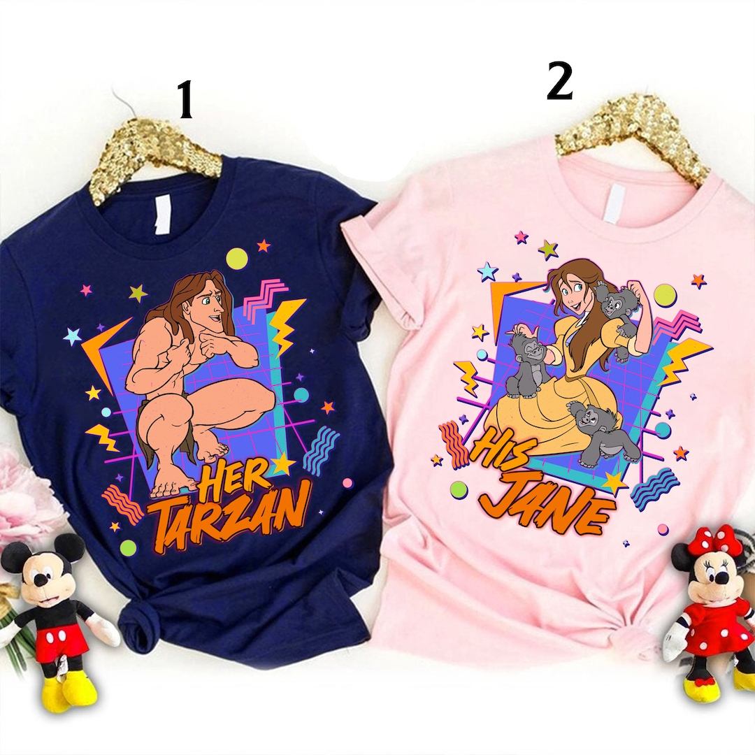 Retro 90s Her Tarzan His Jane Matching Shirt, Vintage Disney Couples ...