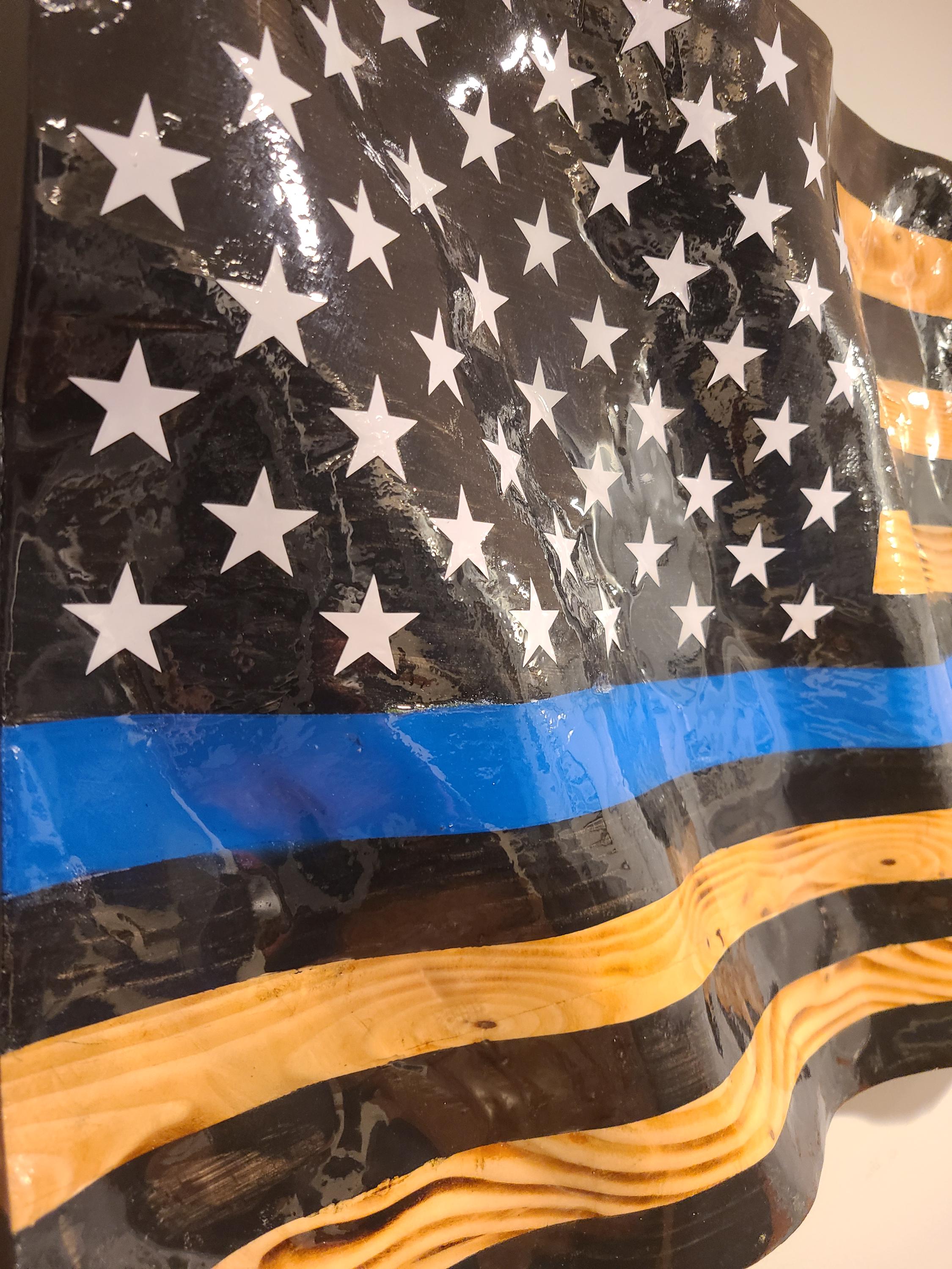 Wavy Wood Thin Blue Line Flag: Police Officer Gift - Etsy