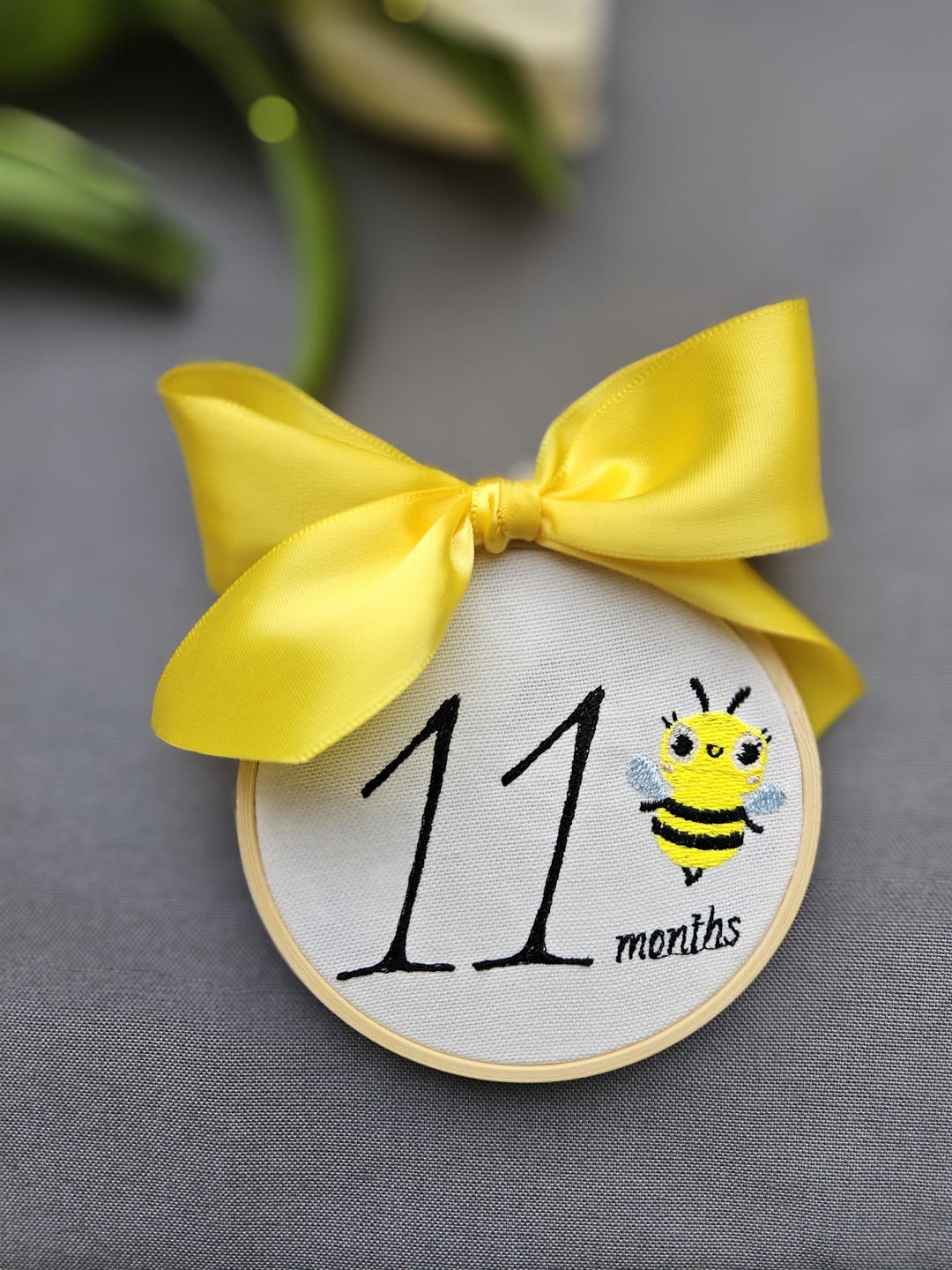 Custom Monthly Milestone Marker Hoop | Announcement Embroidery Frame ...