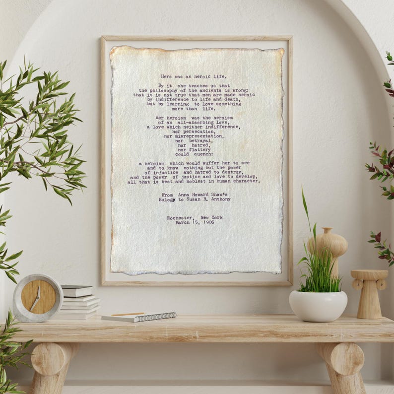Susan B Anthony Eulogy | Anna Howard Shaw | Handmade Typewriter Art ...