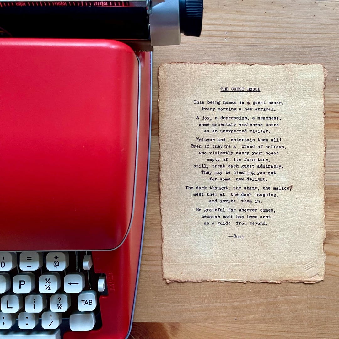 The Guest House | Rumi | Hand Typed Poem | Vintage Wall Art - Etsy