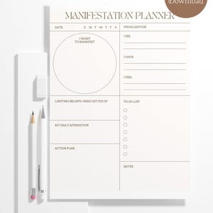 Manifestation Chart | Printable Template | New Year Manifestations ...