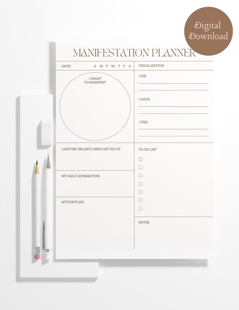 Manifestation Chart | Printable Template | New Year Manifestations ...