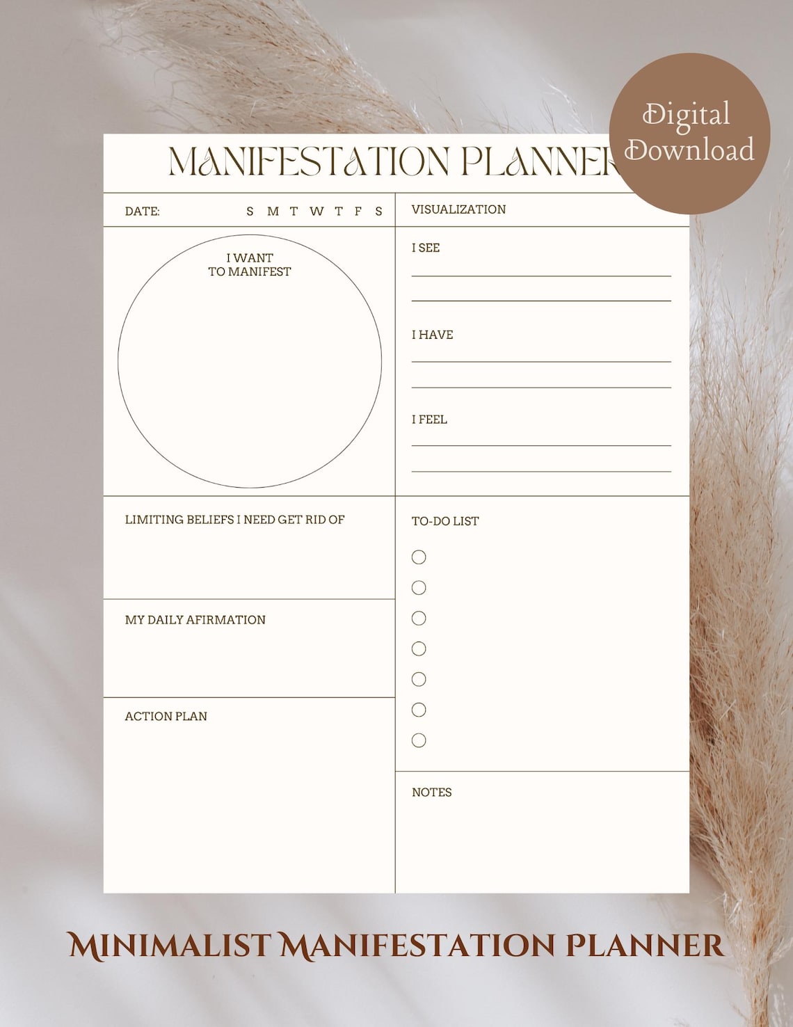 Manifestation Chart | Printable Template | New Year Manifestations ...