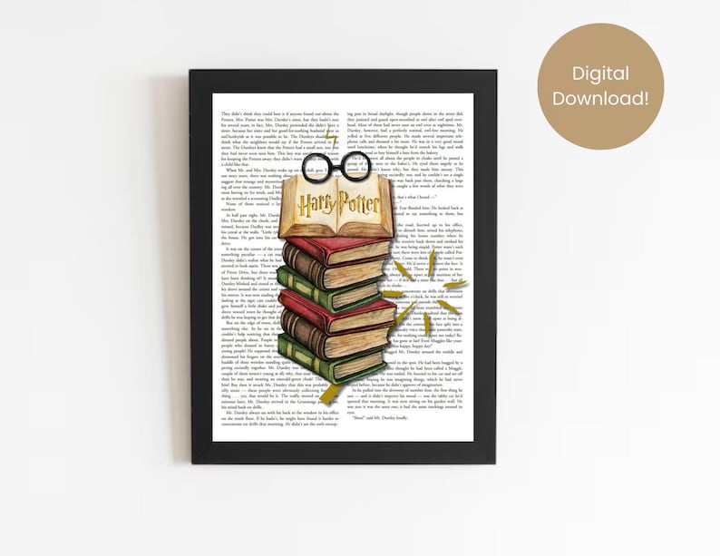 Harry Potter Book Wall Art | Hogwarts Wall Decor | Sorcerer's Stone ...