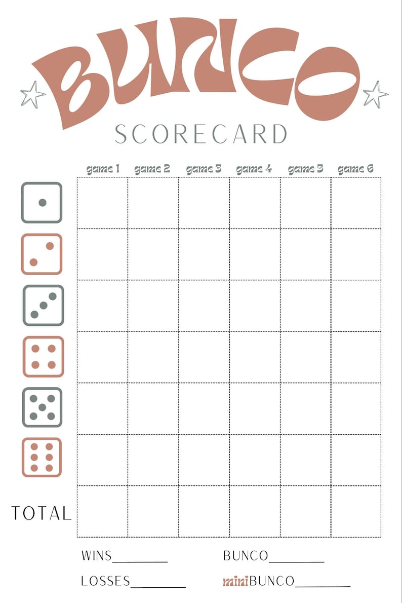 INSTANT DOWNLOAD Bunco Scorecard - Etsy