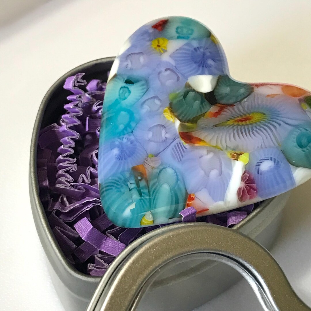 Fused Glass Pocket Heart Woman Mother Daughter Sister Friendship Flower ...