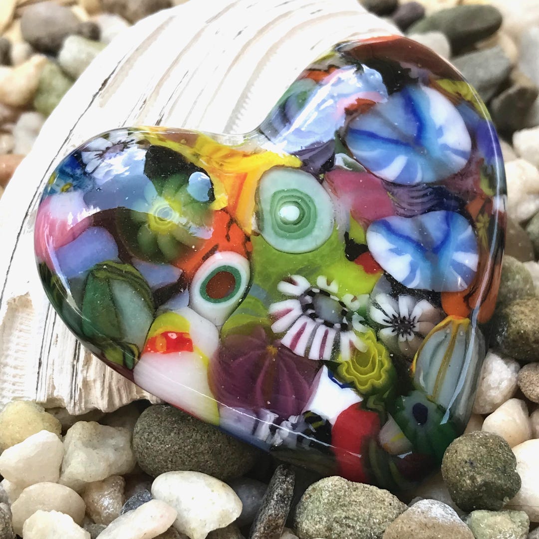 Fused Glass Pocket Heart Woman Mother Daughter Blue Green Purple Orange ...