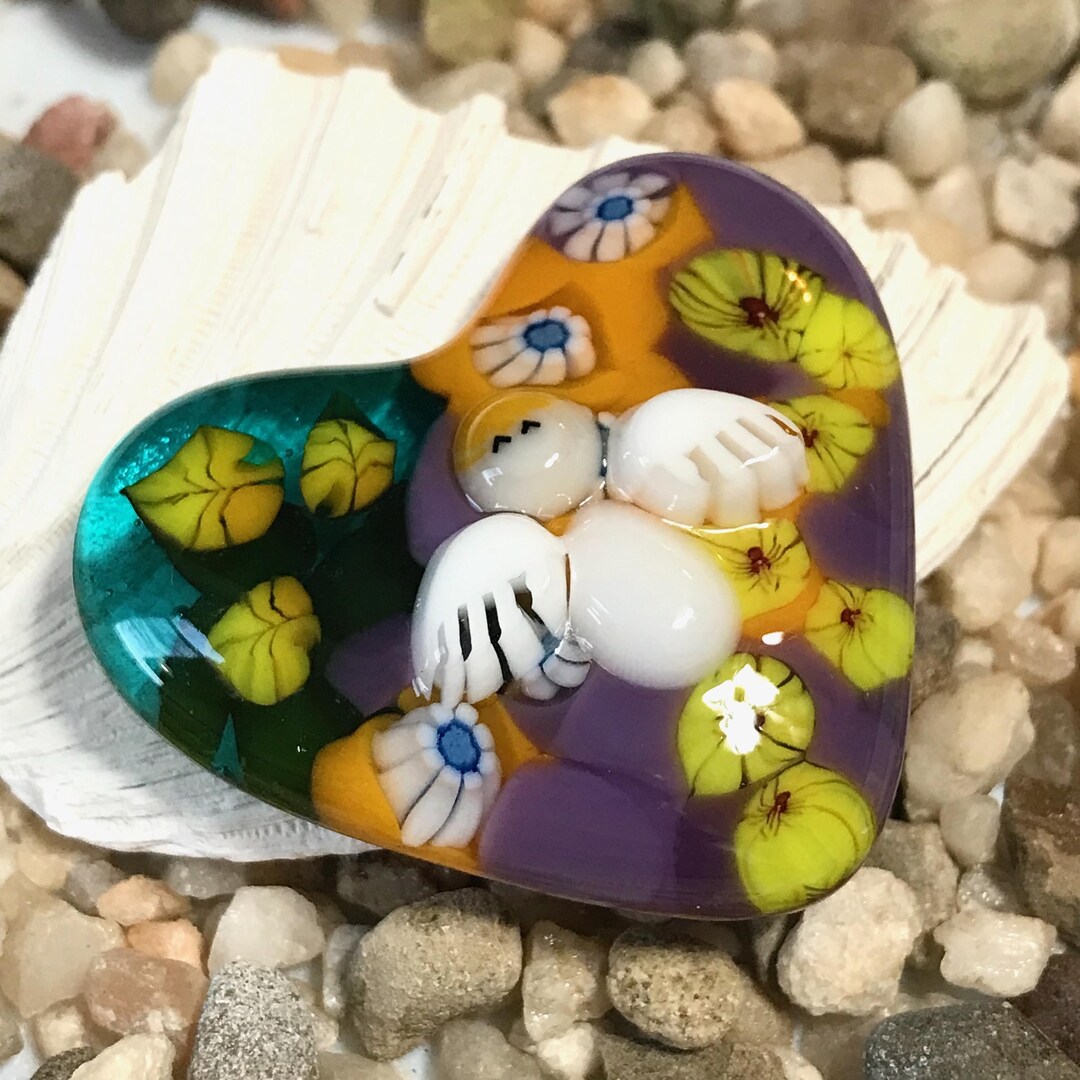 Angel Fused Glass Pocket Heart Wildflowers Daisies Hugs Woman Mother ...