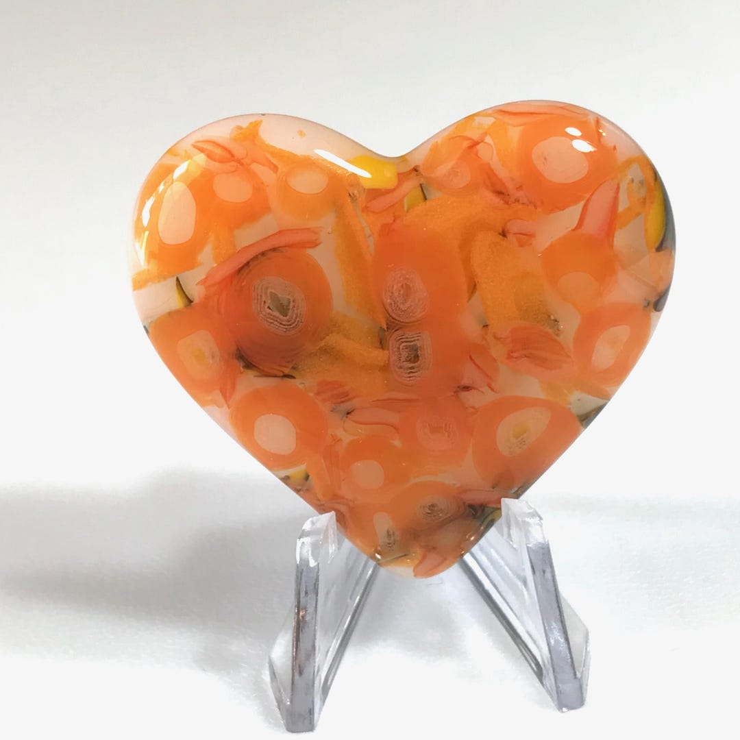 Fused Glass Pocket Heart GLOW in the Dark Mother Women Bright Halloween ...