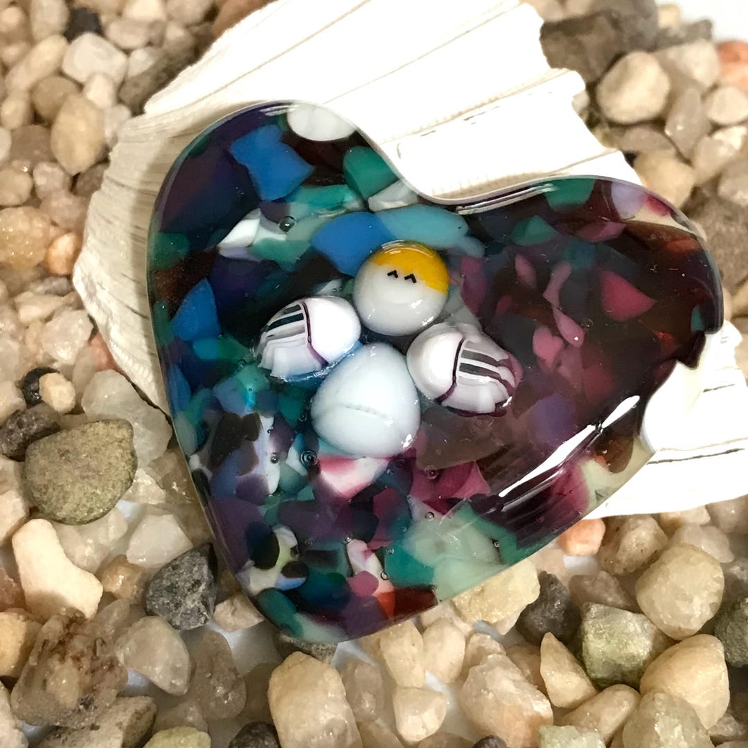 Angel Wings Pocket Heart Fused Glass Women Mother Daughter Son ...