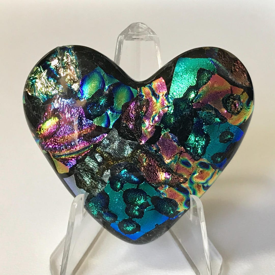 Dichroic Fused Glass Pocket Heart Women Self Love Girlfriend Southwest ...