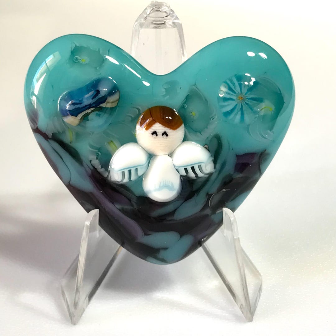 Prayer Angel Wings Fused Glass Valentine Tin Pocket Heart Woman ...