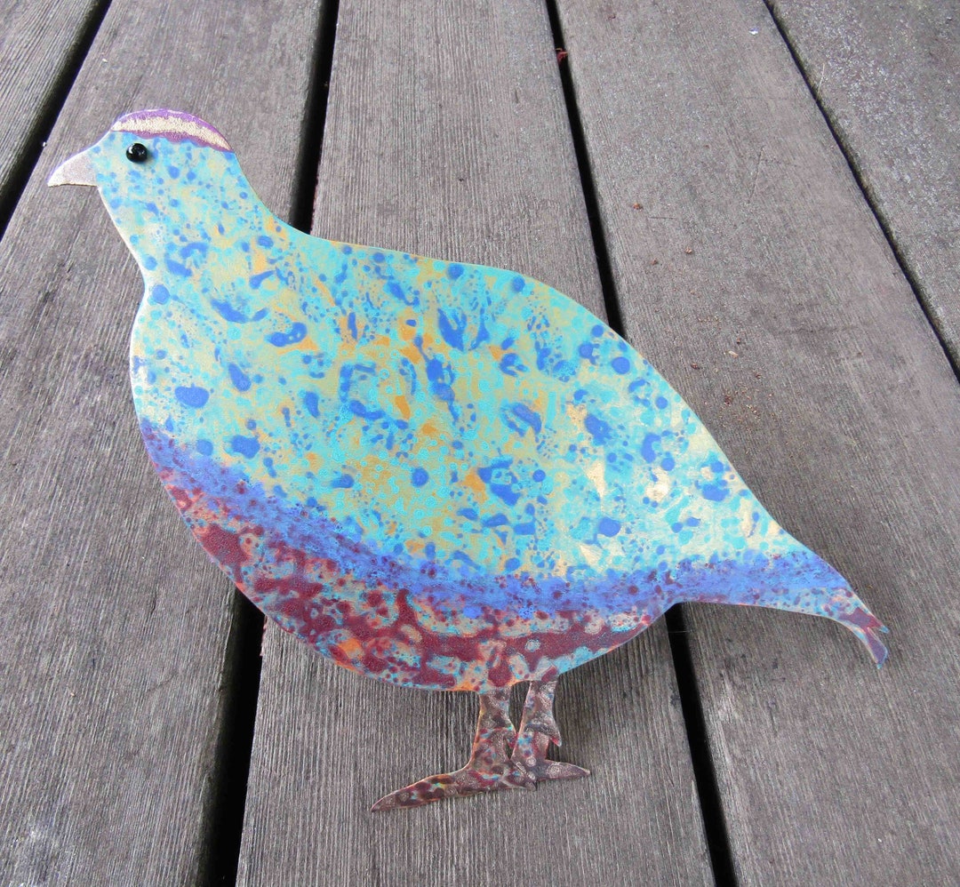 Upcycled Metal Partridge Christmas Tree Topper: Hand-painted Metal Art ...