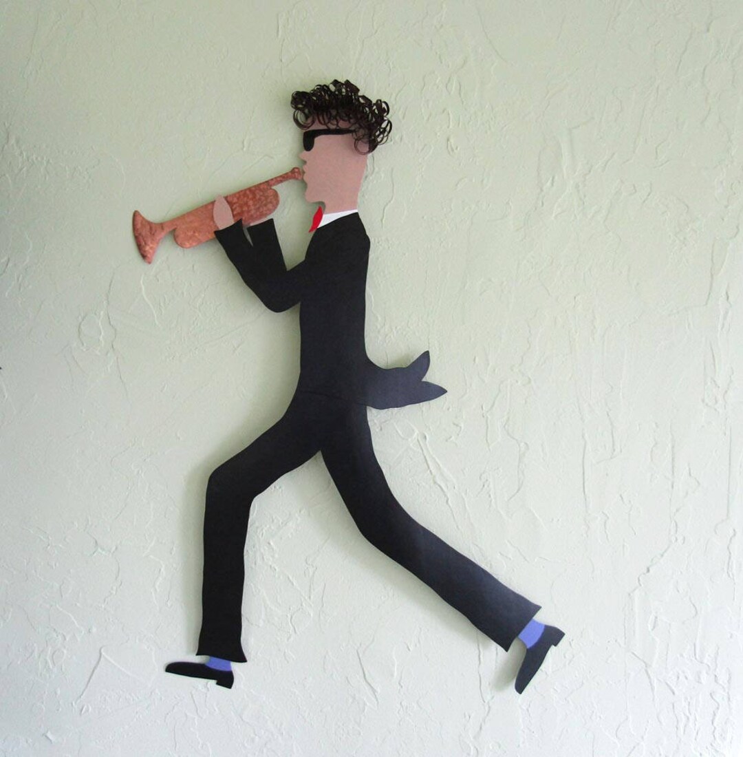 Large Musician Metal Wall Art Trumpet Wall Jazz Group Contemporary ...