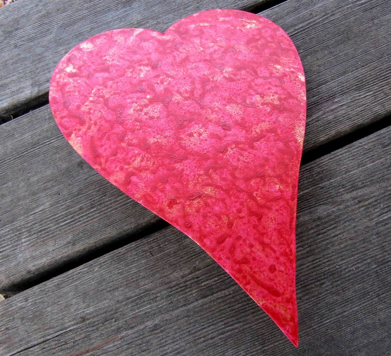 Heart Tree Topper Red Gold Metal Christmas Heart Handmade - Etsy