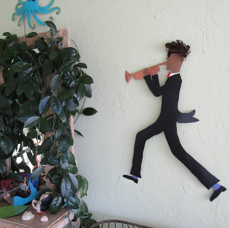 Large Musician Metal Wall Art Trumpet Wall Decor Jazz Group | Etsy