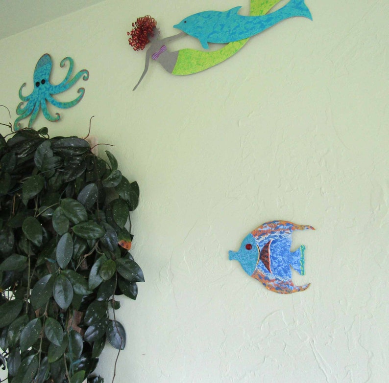 TROPICAL FISH ART Metal Wall Decor Ocean Sculpture Blue | Etsy