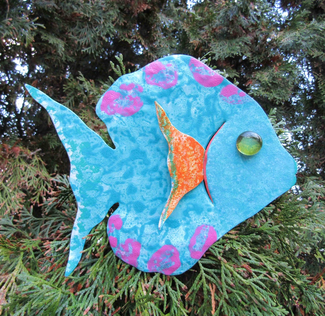 Colorful Fish Tree Topper Handmade Recycled Metal Christmas Art Fish ...