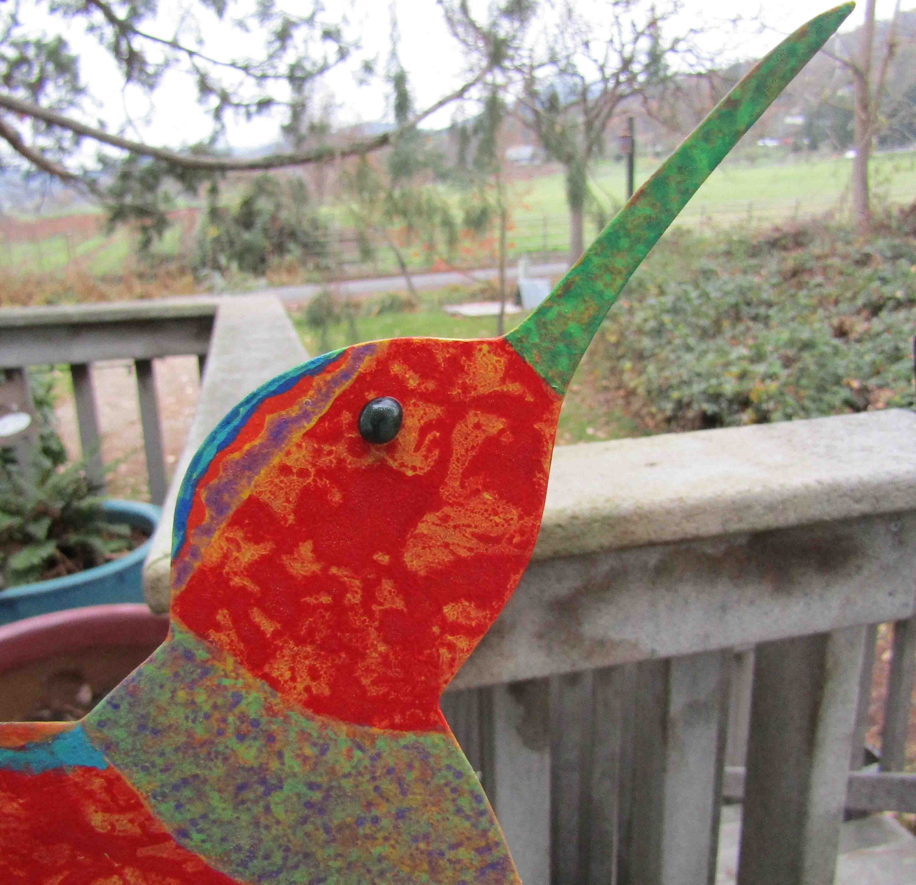 Hummingbird Metal Art Wall or Stake Hummingbird Sculpture Upcycled ...